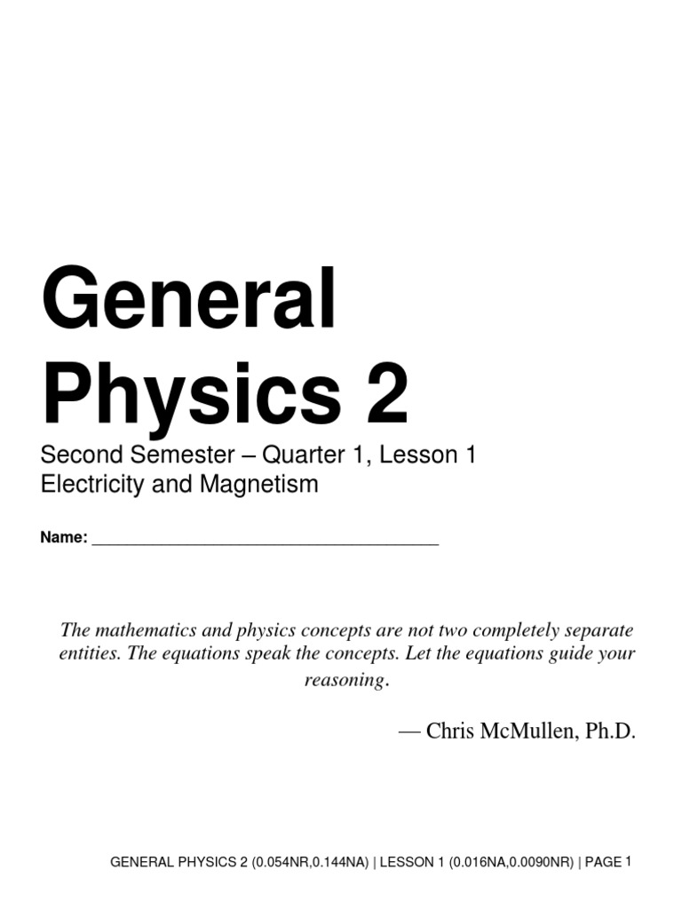 General Physics 2: Second Semester - Quarter 1, Lesson 1 Electricity ...