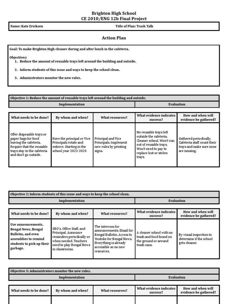 Copy of Action Plan Template Bhs 1 | PDF