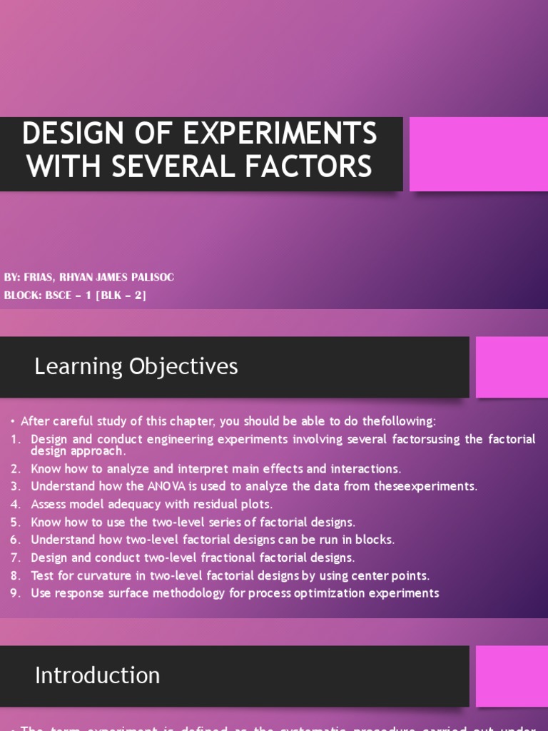 Multifactor Experimental Design Guide | PDF | Experiment | Design Of ...
