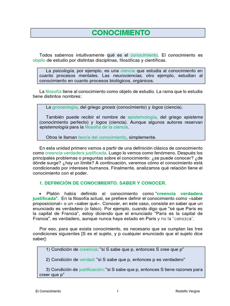 Qué Es El Conocimiento | PDF | Verdad | Conocimiento