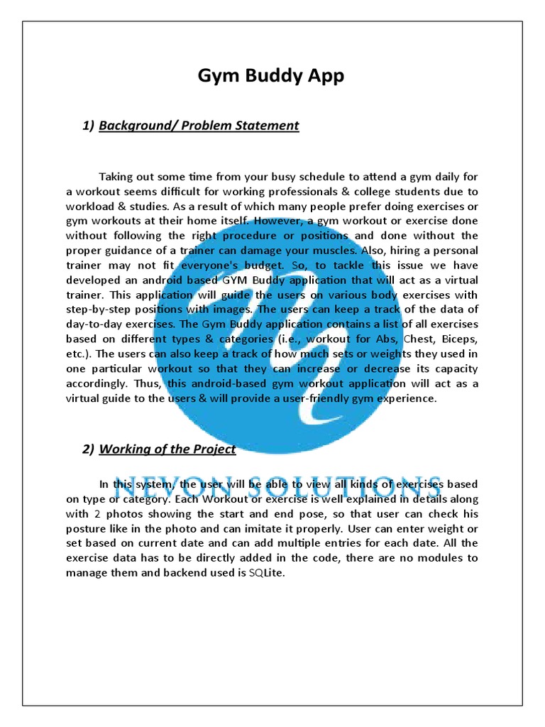 Gym Buddy App: 1) Background/ Problem Statement | PDF | Ios ...