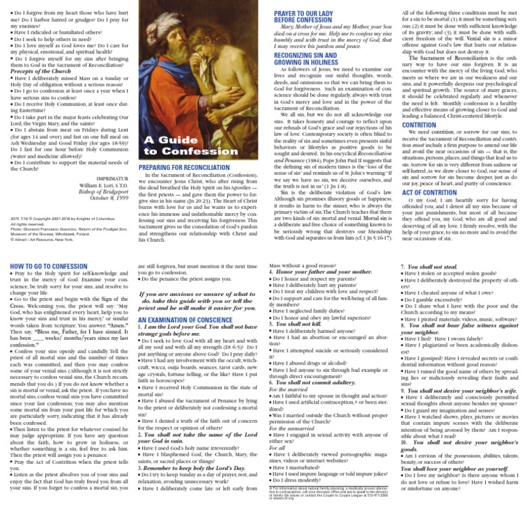 A Guide To Confession | PDF | Confession (Religion) | Catholic Church