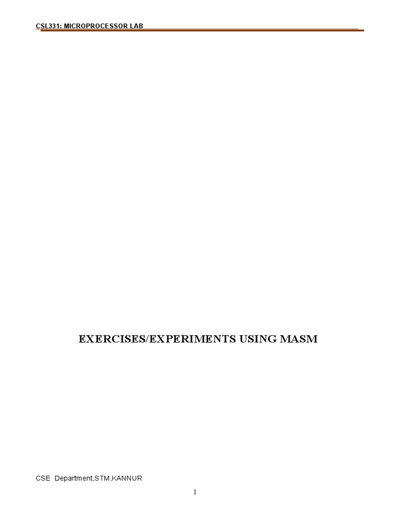 Exercises/Experiments Using Masm: Csl331: Microprocessor LAB | PDF | Assembly Language ...