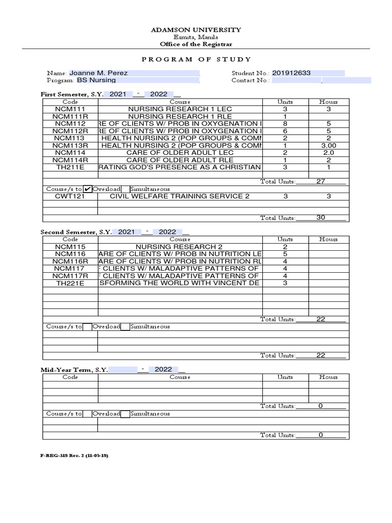 Adamson University Nursing Program Study | PDF | Technology & Engineering