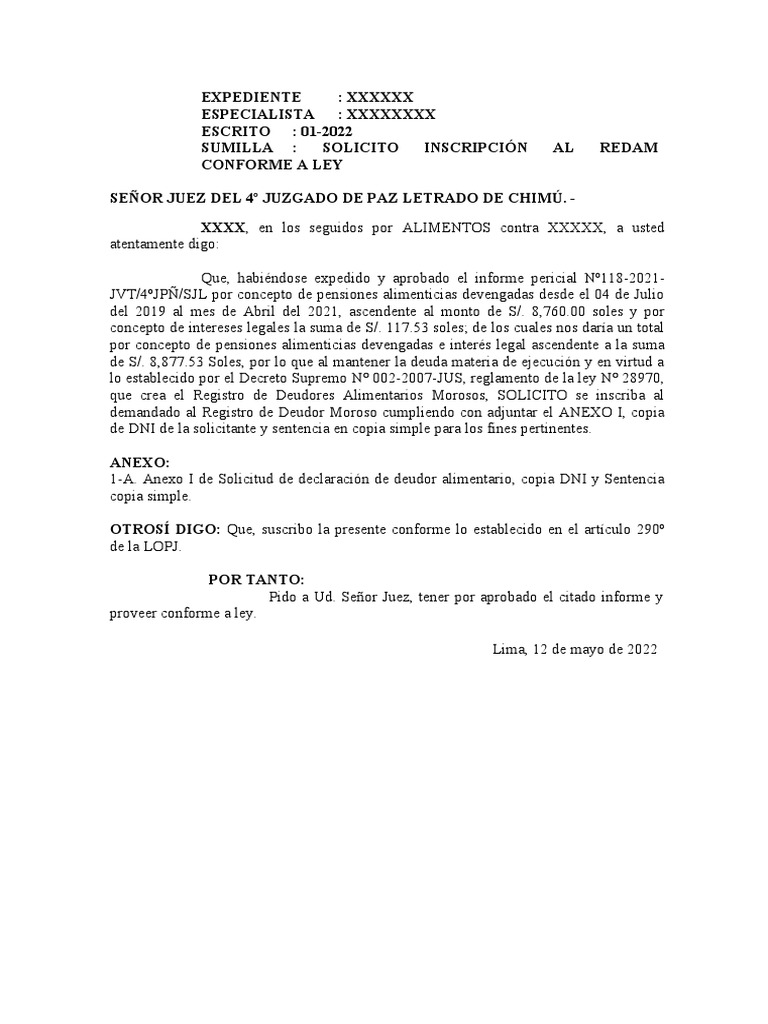 Solicito Inscripcion Al REDAM | PDF