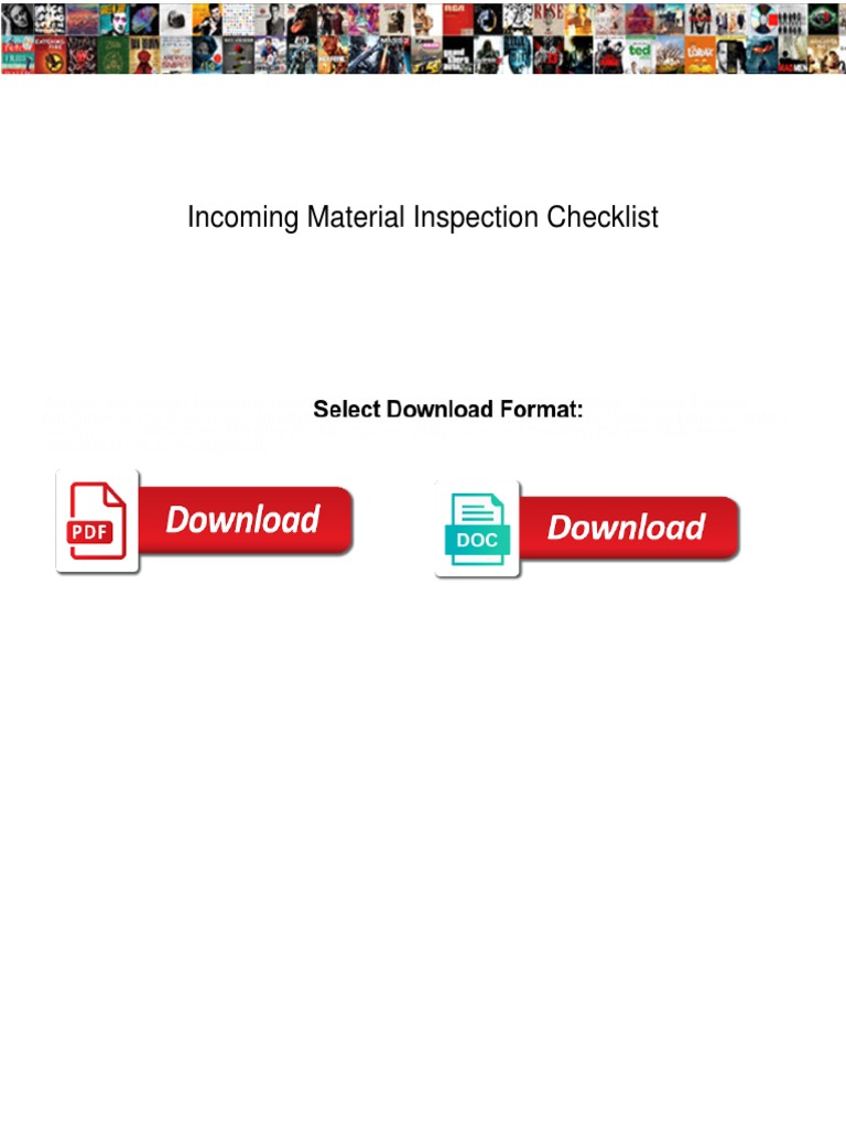 Incoming Material Inspection Checklist | PDF | Specification (Technical ...