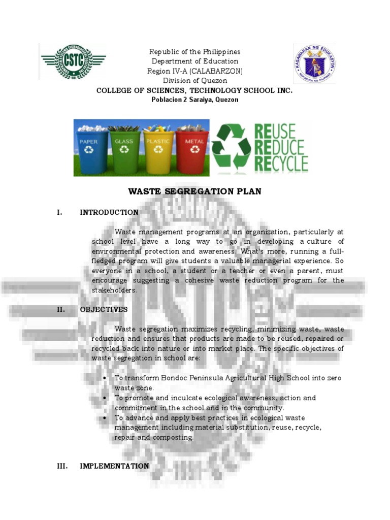 Segregation Plan | PDF | Waste Management | Recycling