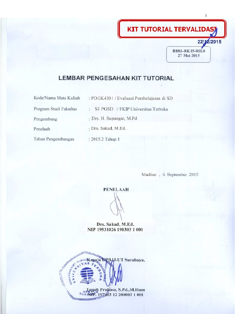 Evaluasi Pembelajaran di SD PDGK4301 | PDF