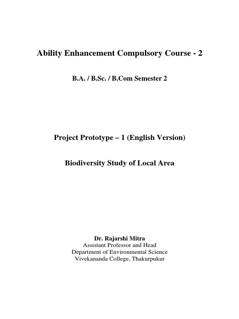 Ability Enhancement Compulsory Course - 2: Project Prototype - 1 ...
