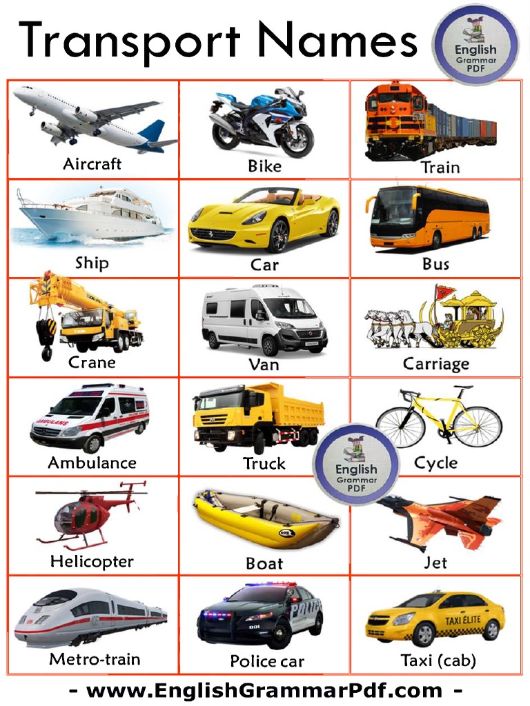 40 Transport Names List in English | PDF