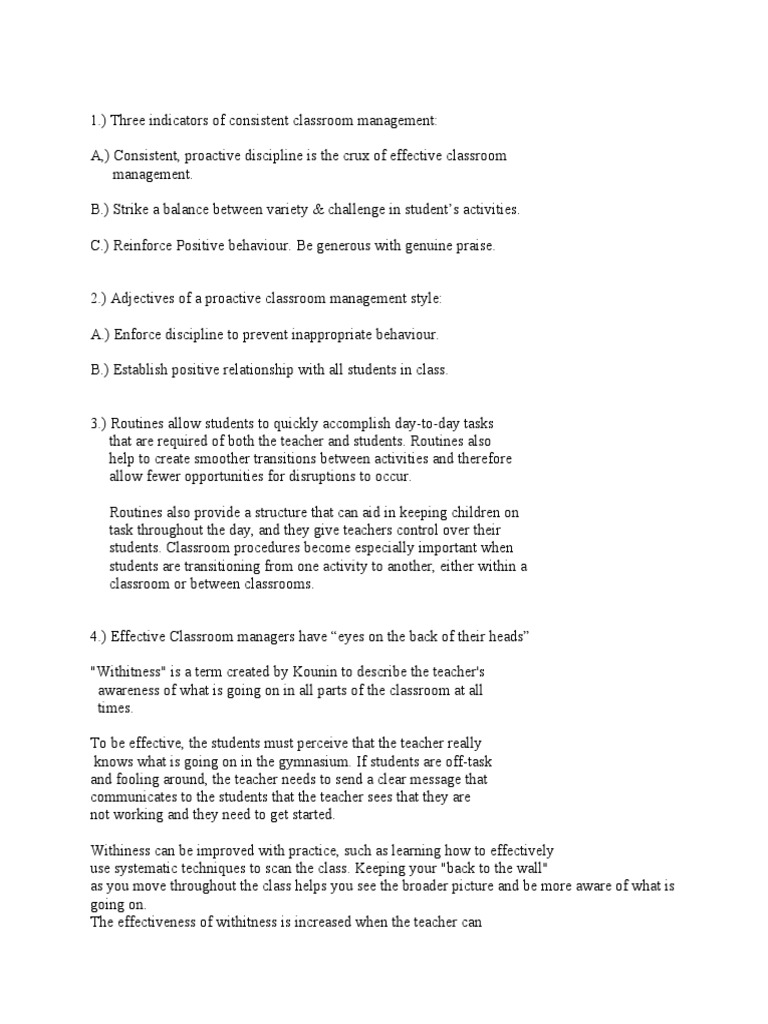 Effective Classroom Management Strategies | PDF | Classroom Management ...