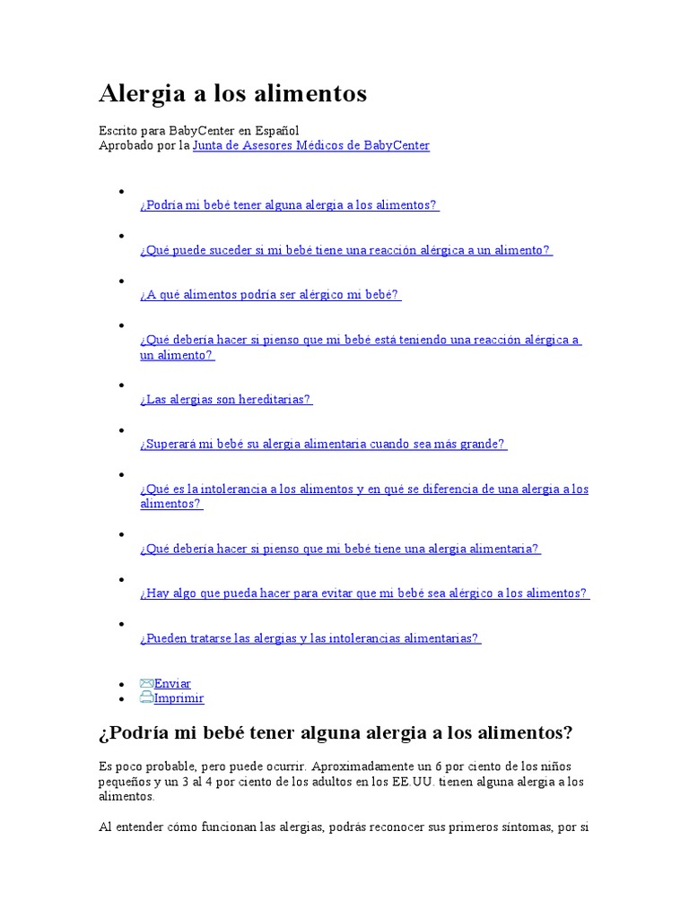 Alergia A Los Alimentos | PDF | Alergia | Alergia a la comida