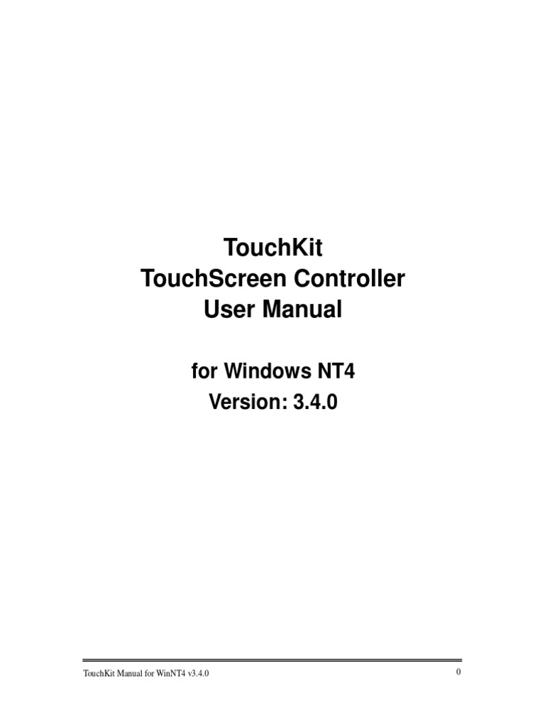Touchkit Touchscreen Controller User Manual: For Windows Nt4 | PDF | Touchscreen | Cursor (User ...