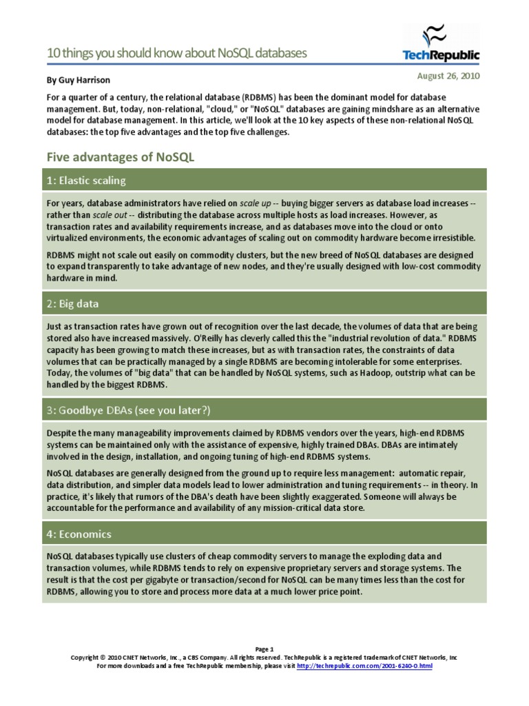 DL 10 Things Nosql | Download Free PDF | No Sql | Business Intelligence