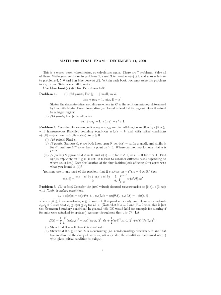 Math 220 Final Exam | PDF | Algebra | Differential Equations