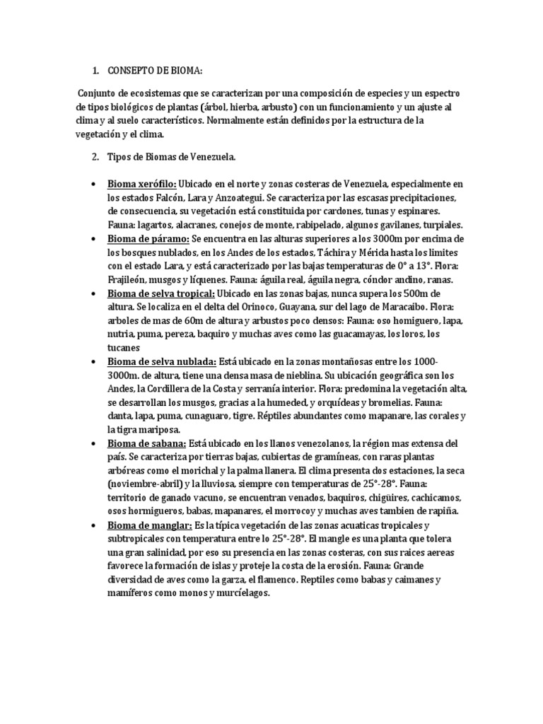 Biomas de Venezuela: Tipos y Características | PDF | Selva | Venezuela
