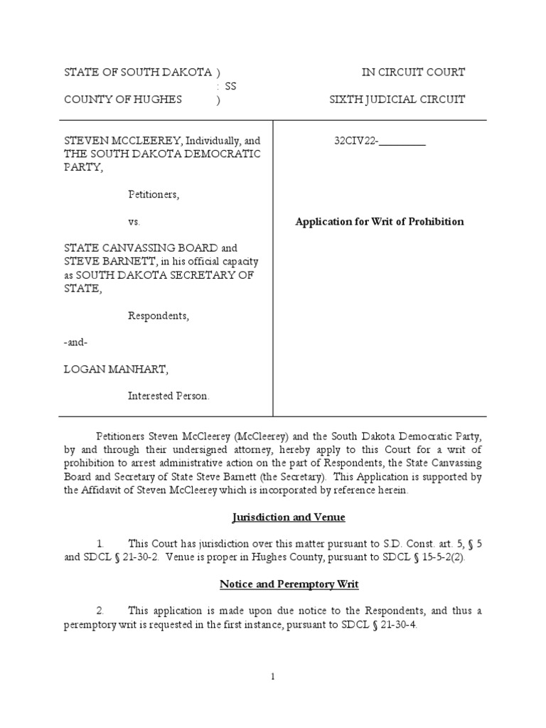 Application Writ of Prohibition | PDF | Elections | Writ Of Prohibition