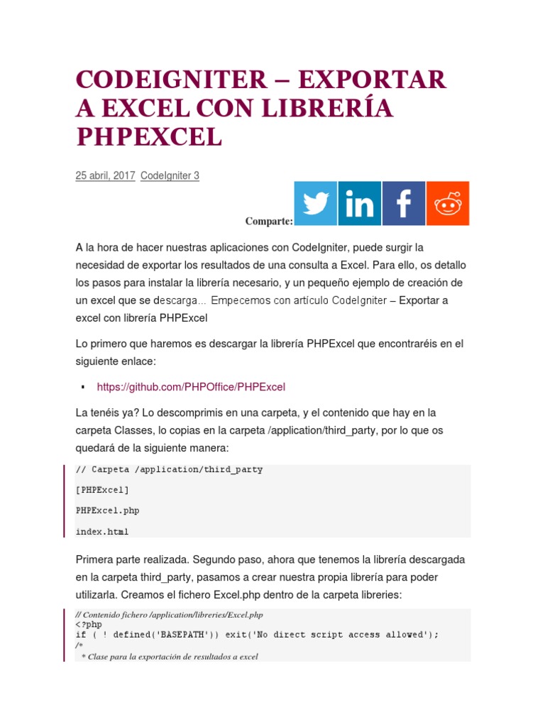 Codeigniter Exportar A Excel | PDF | Informática | Desarrollo de software
