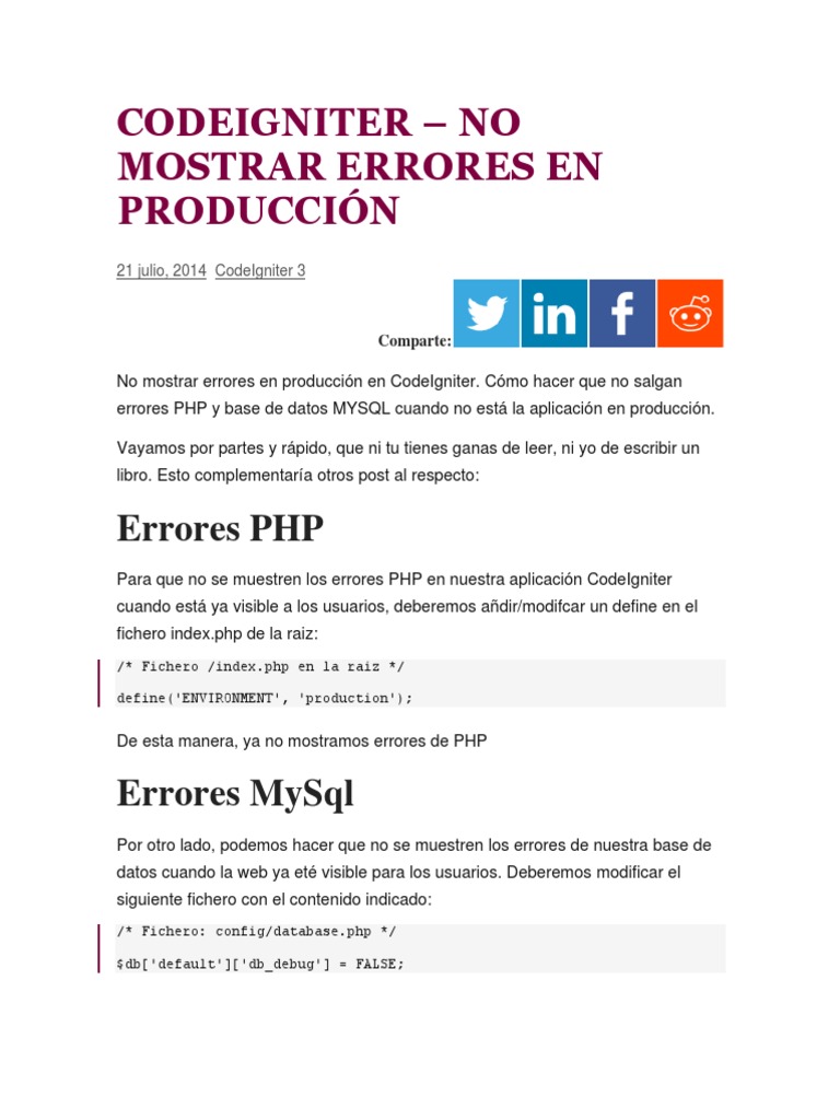 Ocultar Errores PHP en CodeIgniter | PDF | Negocios | Finanzas y dinero