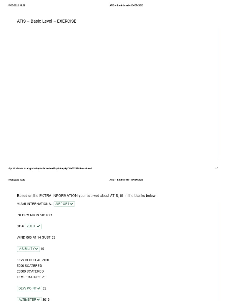 ATIS Exercise for Pilots | PDF