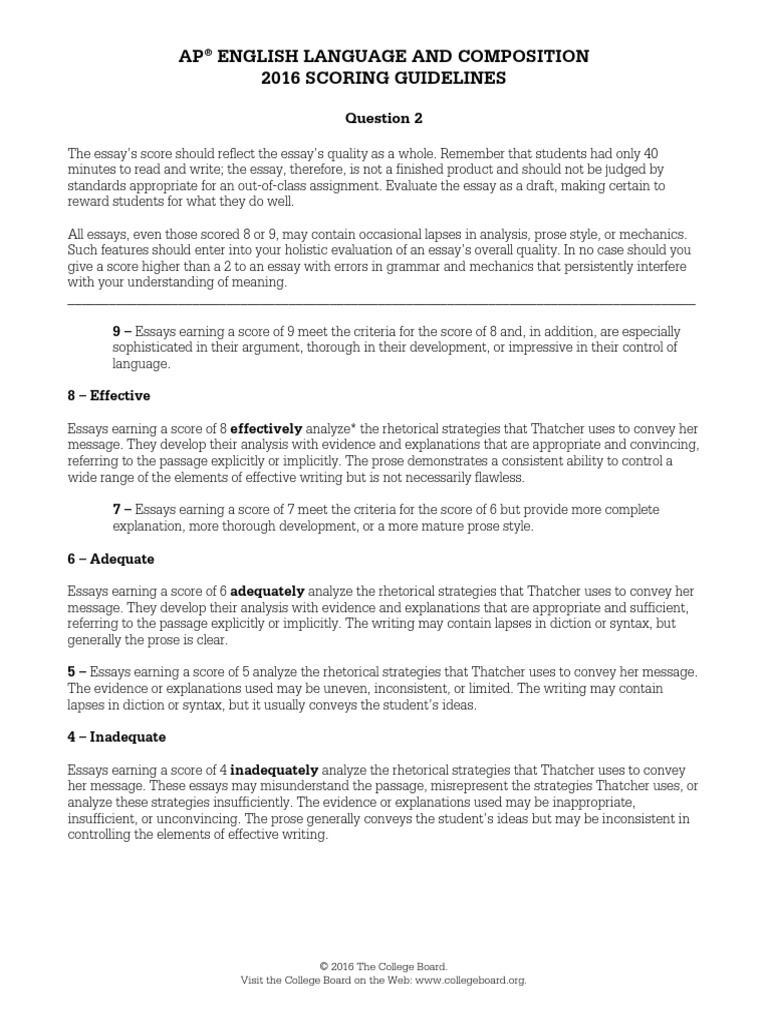 AP English Language and Composition 2016 Scoring Guidelines: © 2016 The ...