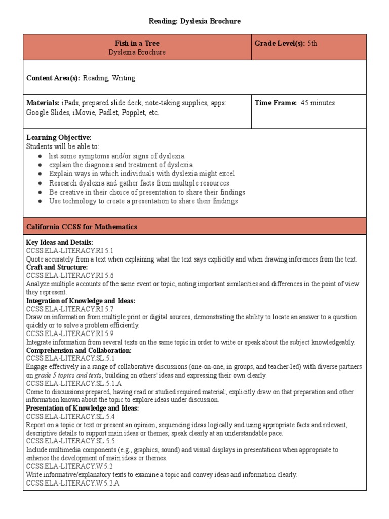 Lesson 5 Reading Dyslexia Activity | PDF | Educational Assessment ...