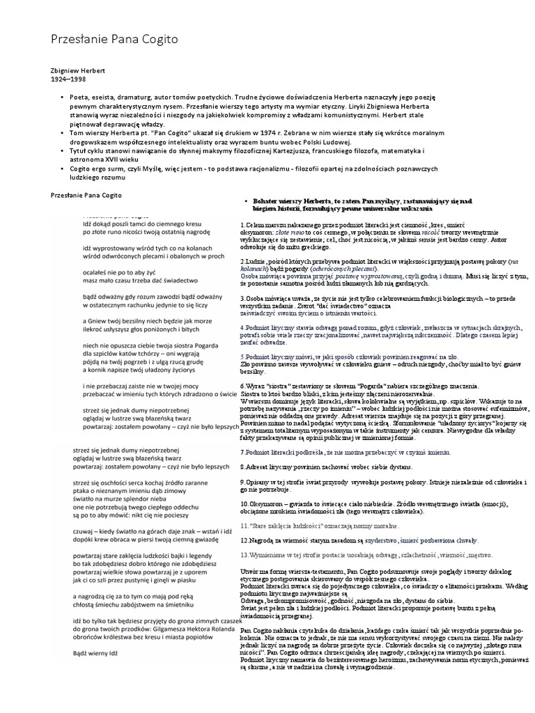Przesłanie Pana Cogito | PDF
