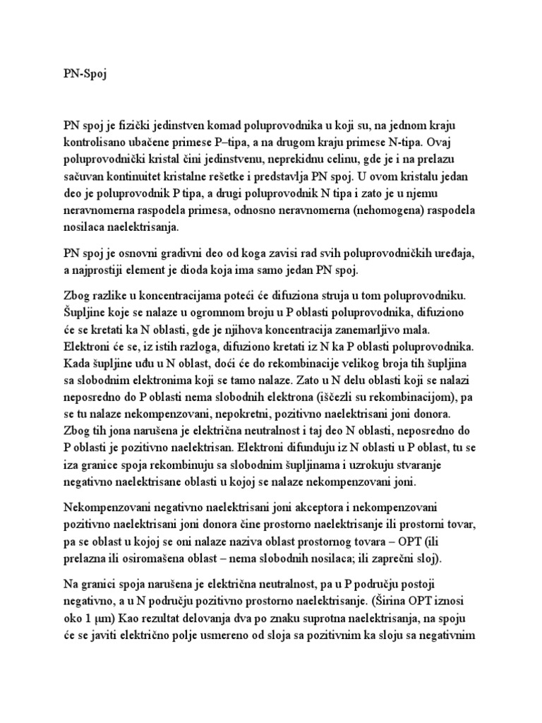 Elektrotehnika PN-spoj I Dioda | PDF