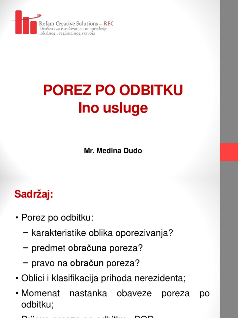 Porez Po Odbitku-Ino Usluge | PDF