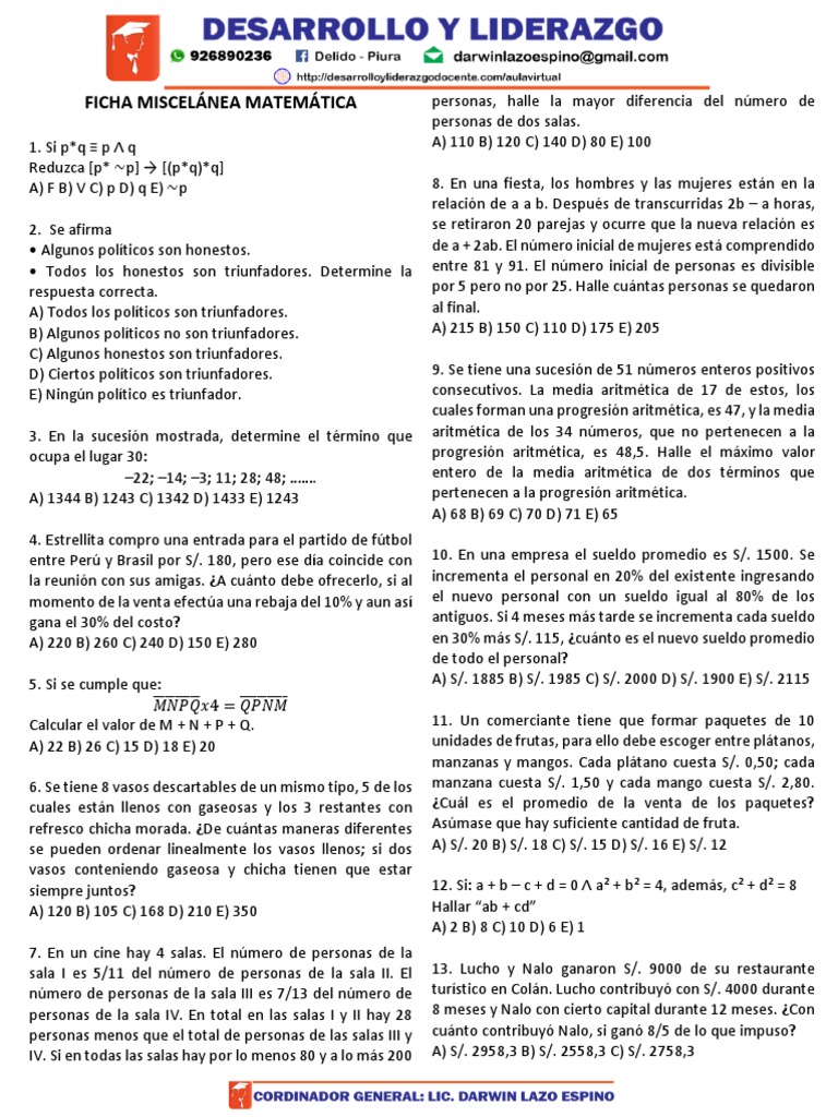 Matemáticas Combinadas | PDF