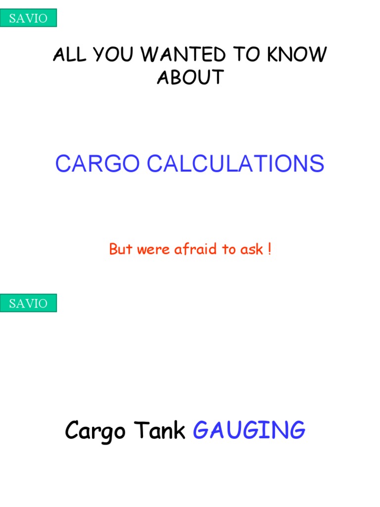 Cargo Calculations Presentation | PDF | Barrel (Unit) | Density