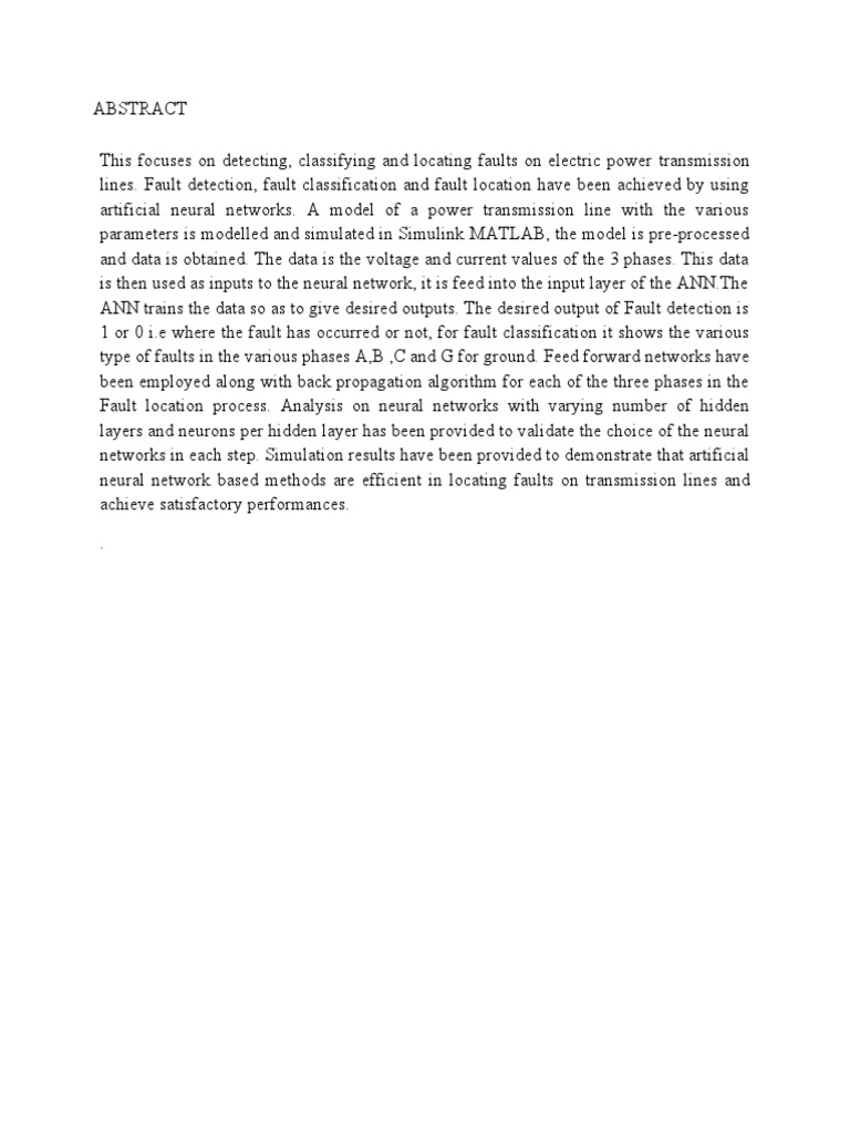 Artificial Neural Network Based Fault Detection, Classification and Location on Electric Power ...