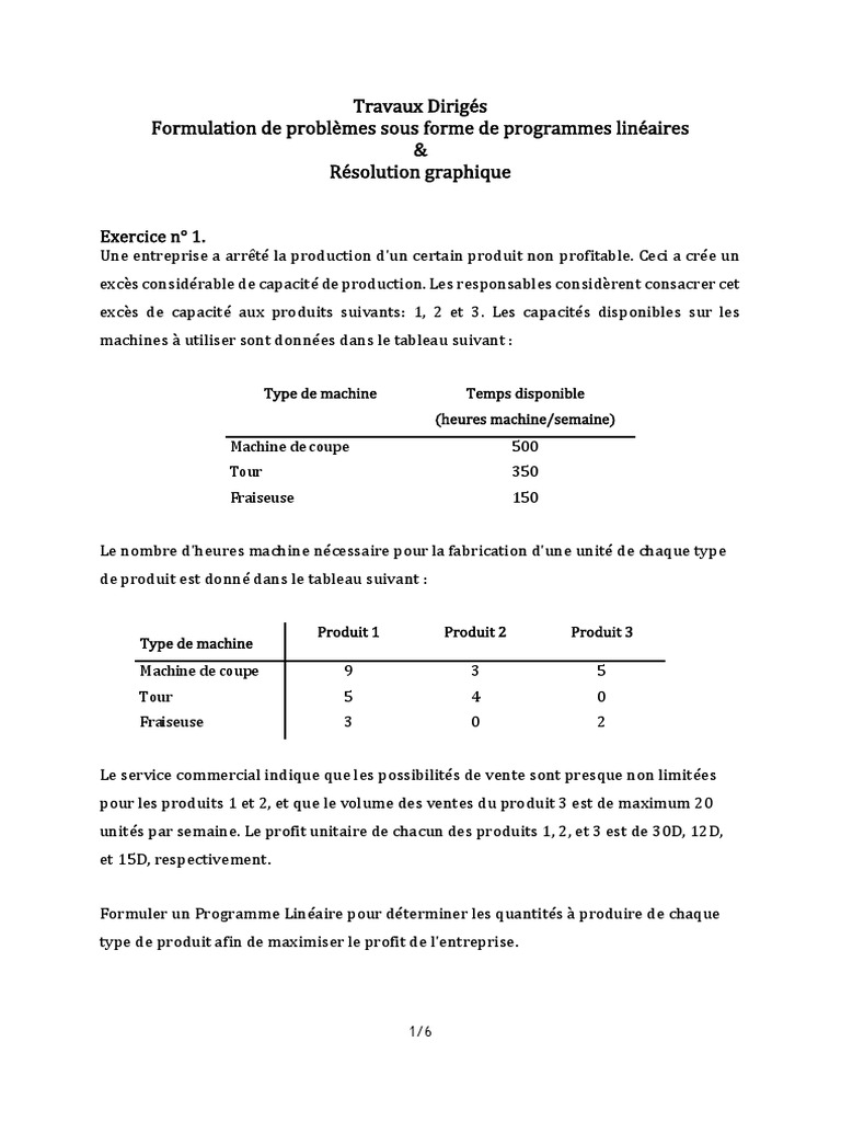 Correction Td1 Ver1 | PDF | Optimisation linéaire