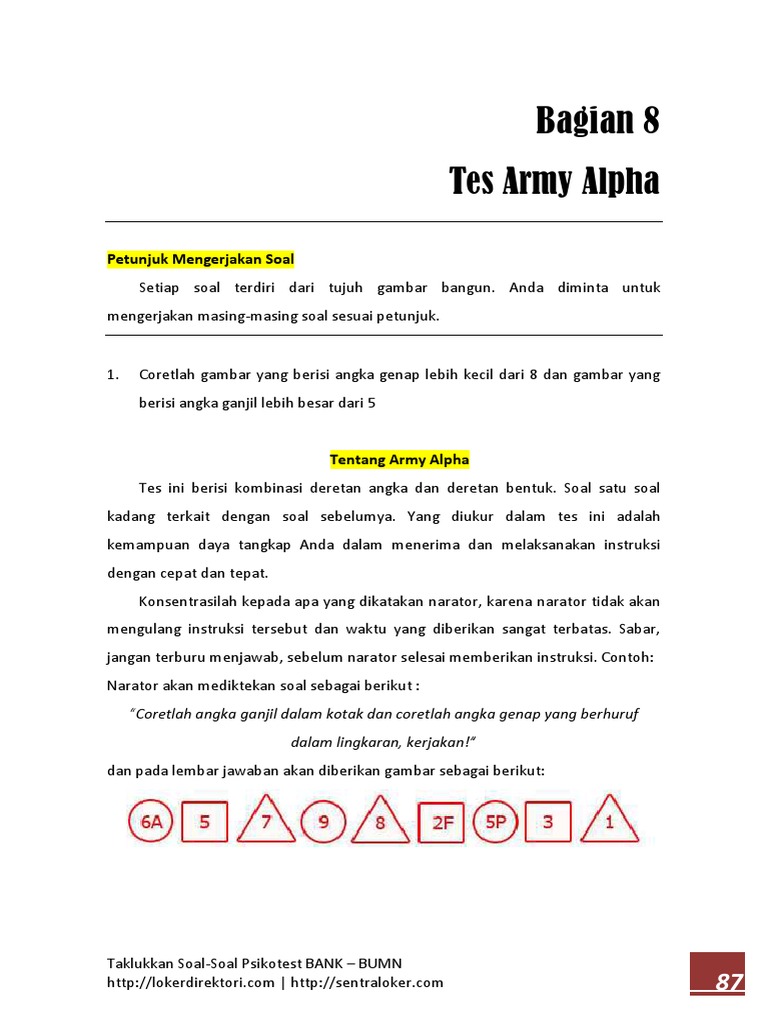 Panduan Tes Army Alpha dan Soal | PDF
