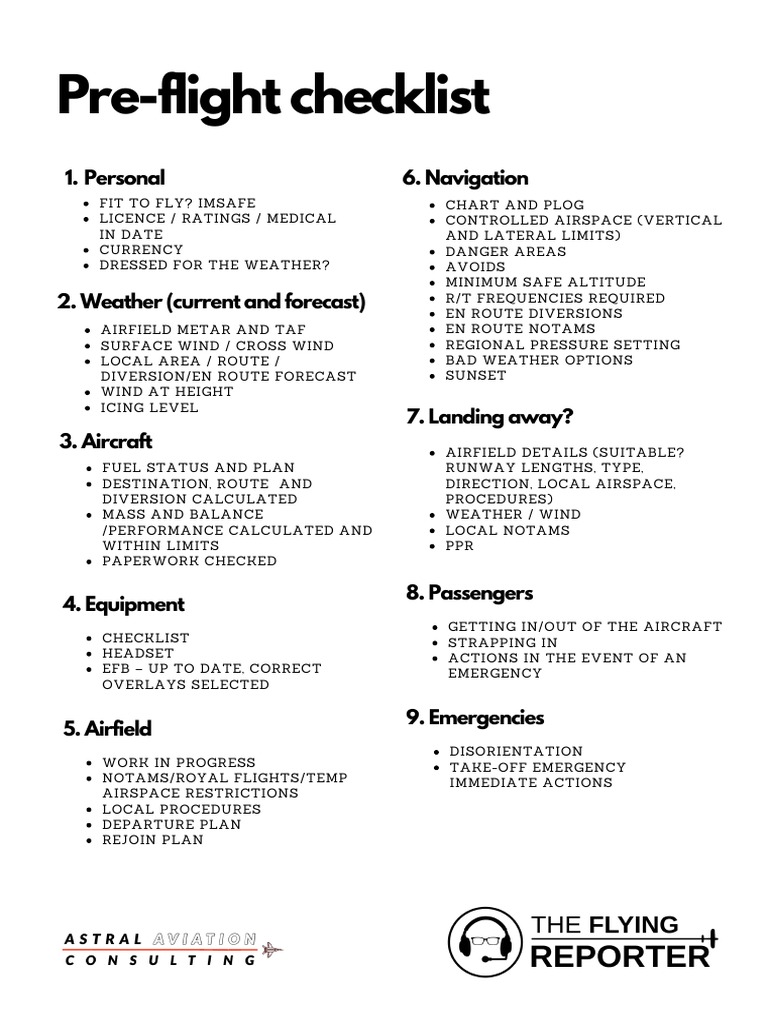 Essential Pre-Flight Checklist Guide | PDF