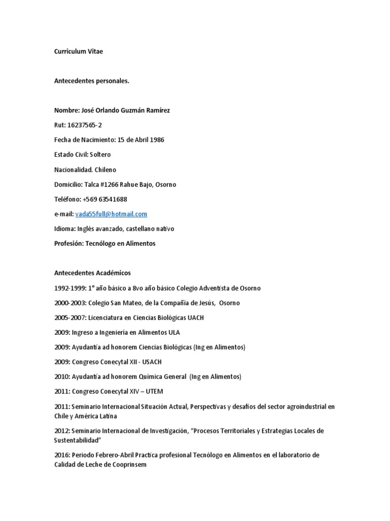Curriculum Vitae JOSE | PDF