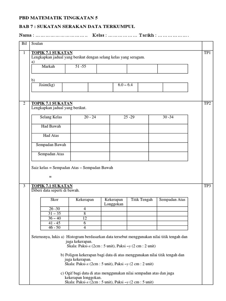 Sukatan Serakan Data Matematik Tingkatan 5 | PDF
