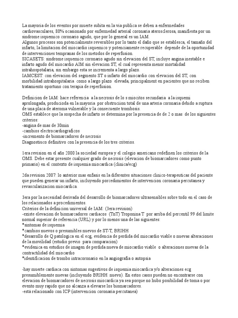 Código Infarto Resumen | PDF | Infarto de miocardio | Electrocardiografia