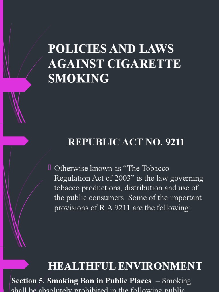 Policies and Laws Against Cigarette Smoking | PDF | Tobacco Smoking ...