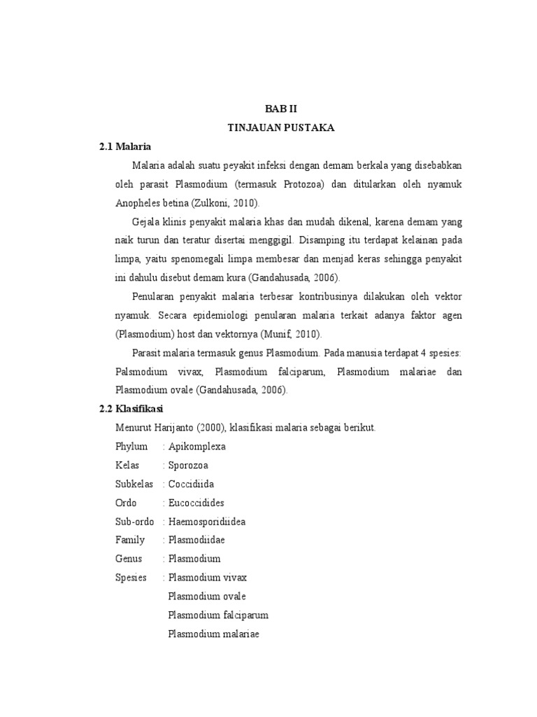 BAB II Malaria | PDF | Sains & Matematika