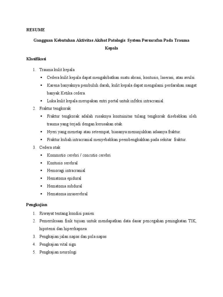Panduan Cedera Kepala dan Penanganannya | PDF | Kesehatan Holistik | Sains & Matematika