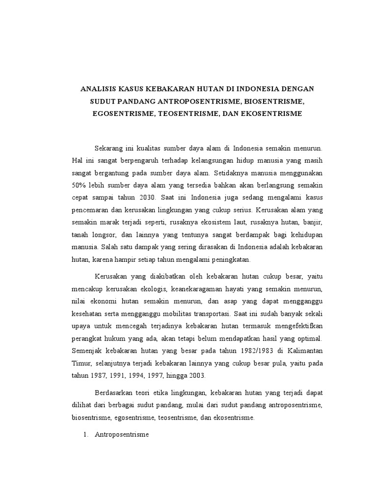 Analisis Kasus Kebakaran Hutan Di Indonesia Dengan Sudut Pandang ...