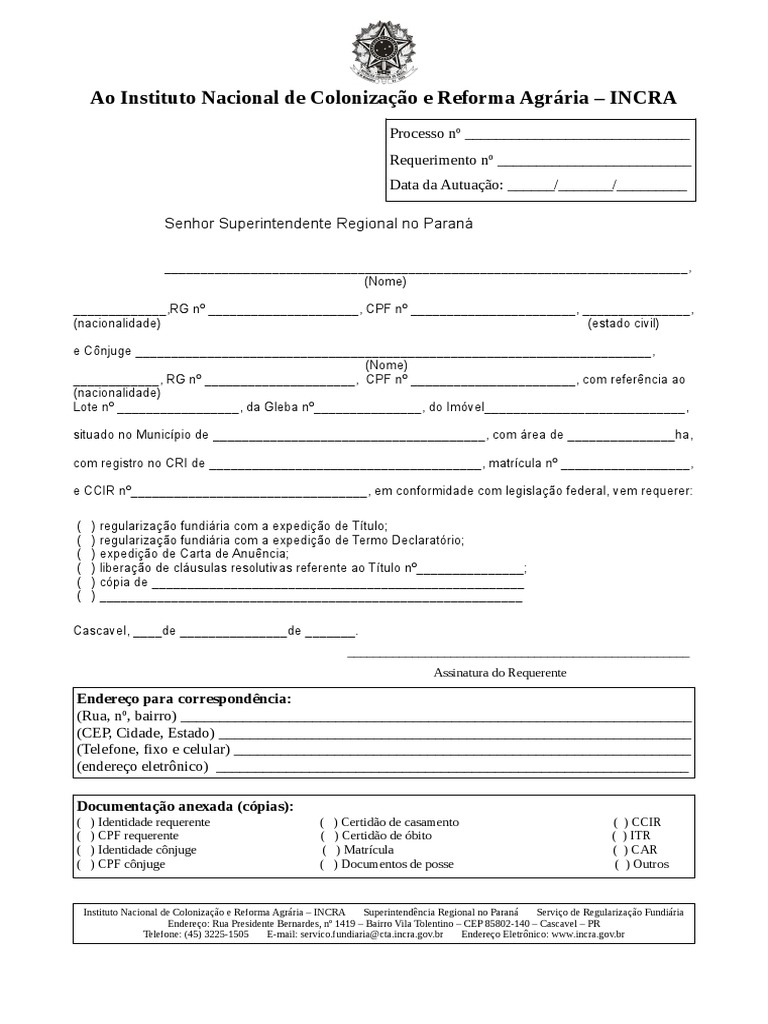Requerimento Diversos Titulo Liberação Anuencia Etc | PDF | Documento ...