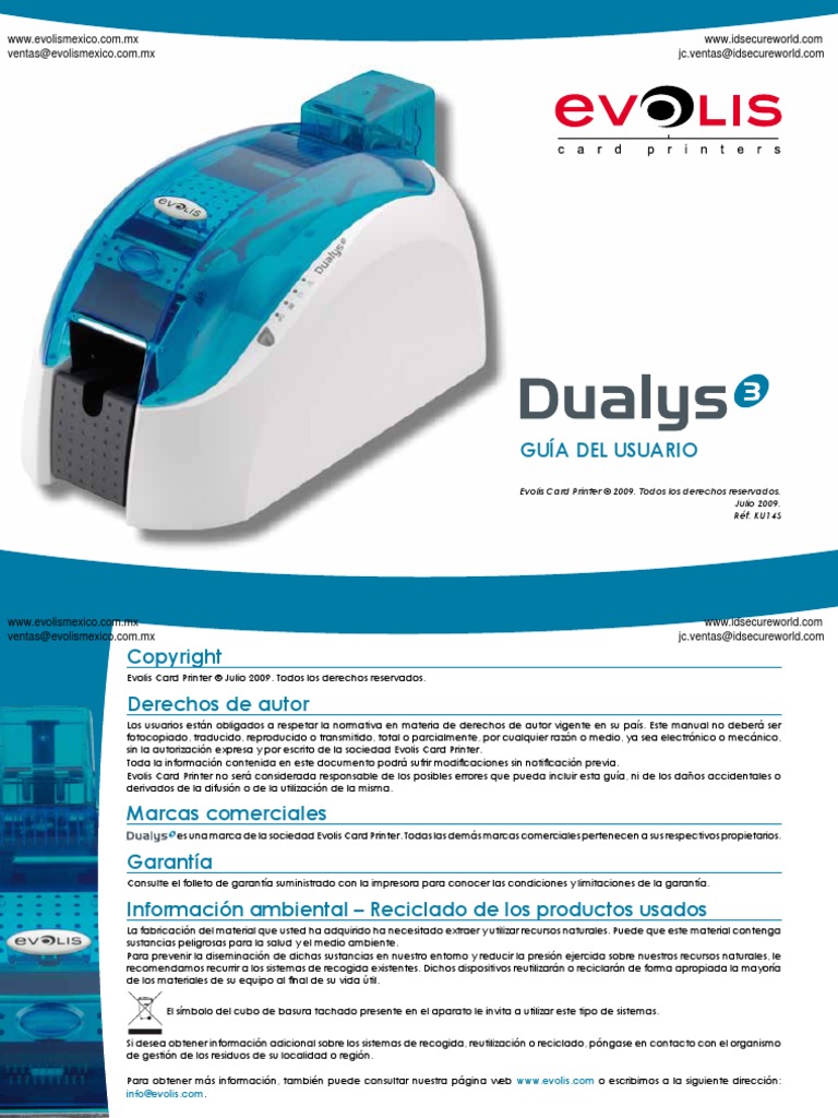 EVOLIS Dualys 3 Manual Tutorial Impresora de Credenciales | PDF ...