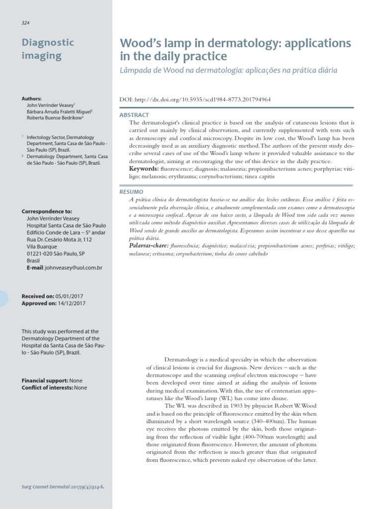Wood's Lamp in Dermatology: Applications in The Daily Practice | PDF ...