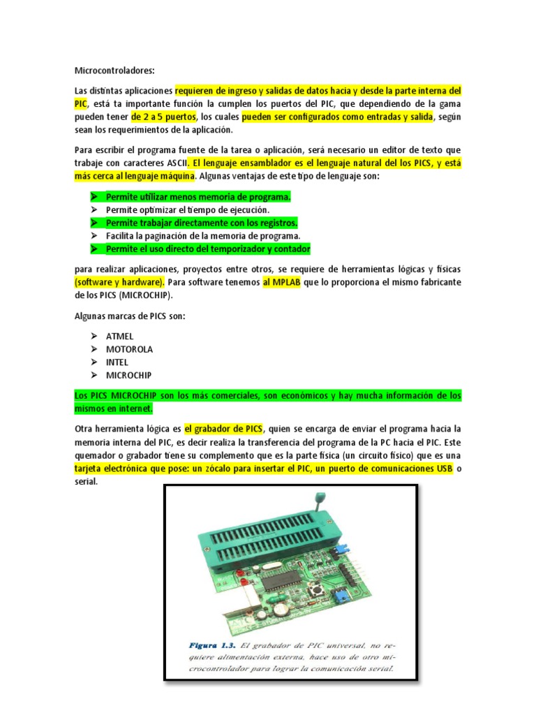 Microcontroladores | PDF | Microcontrolador | Lenguaje de programación