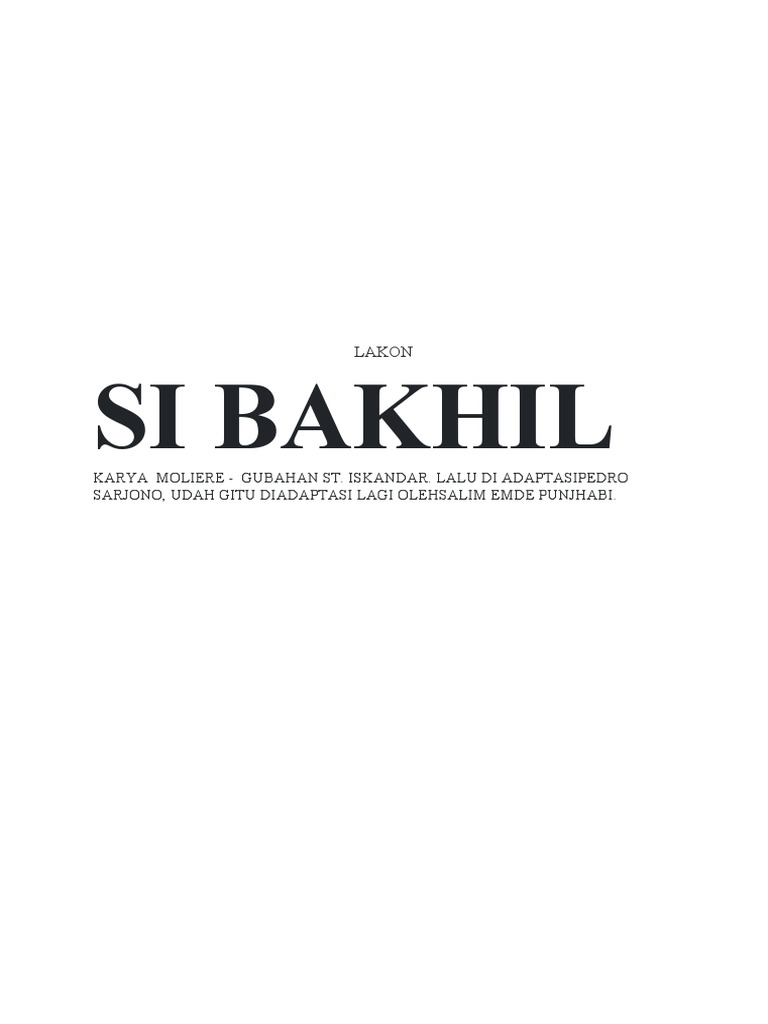 Lakon Si Bakhil | PDF