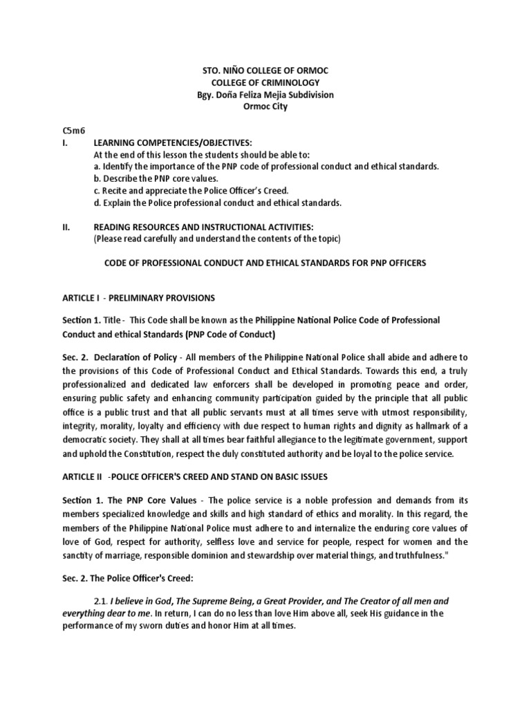 Ethics Module 6 Code of Professional Conduct and Ethical Standards For ...