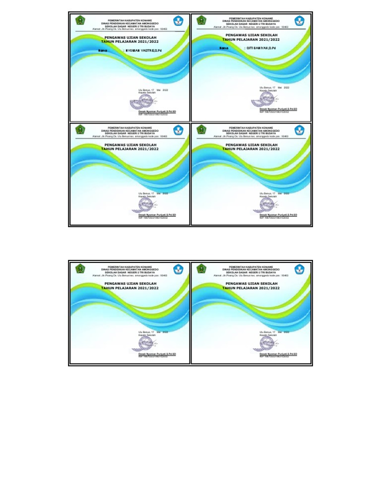 Format Kartu Ujian | PDF