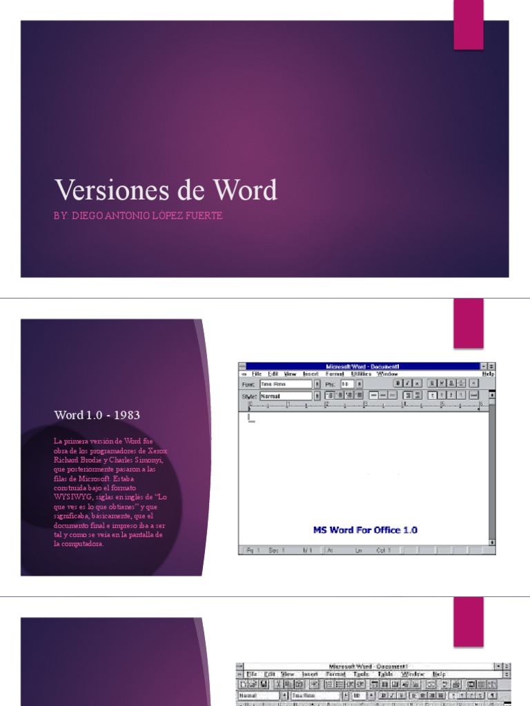 Versiones de Word | PDF | Microsoft Word | Microsoft Windows